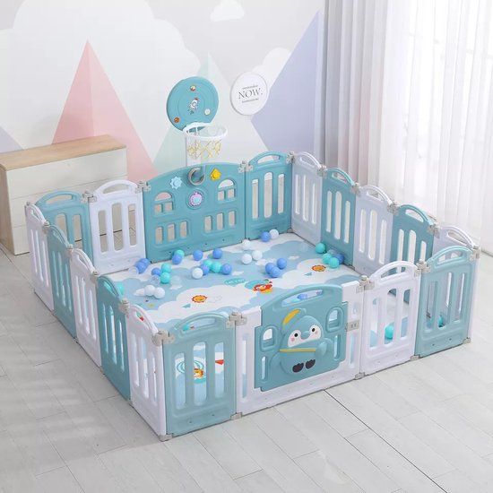 Grondbox pinguin - Speelbox baby - Inklapbare box - Blauw | bol.com