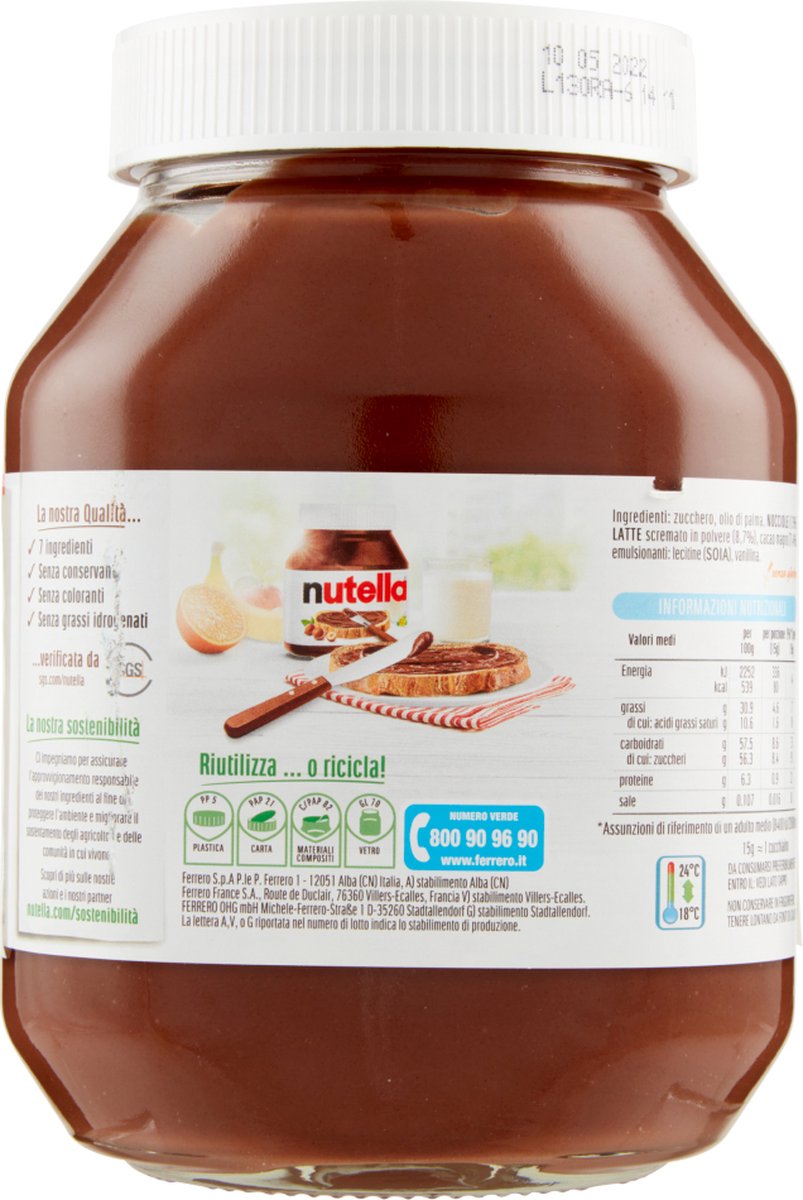 Nutella Chocopasta Hazelnoot 900g - per glazen pot | bol.com