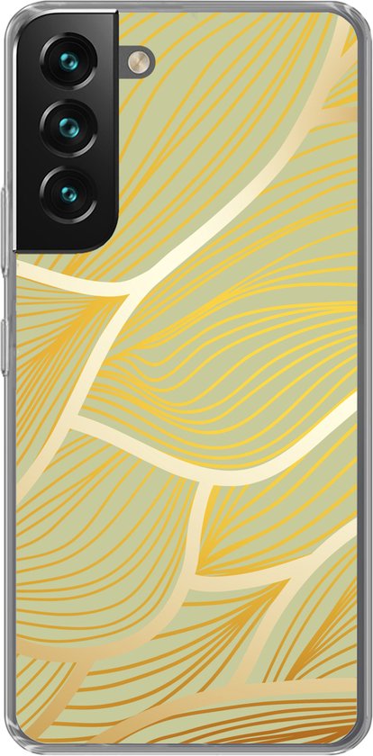 Telefoonhoesje Geschikt voor Samsung Galaxy S22 hoesje - Gouden golven ...