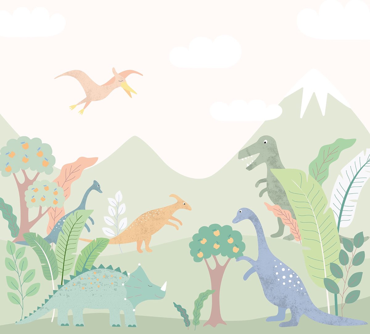 Roomblush - Panoramisch Behang Dino World - Multi - Vliesbehang - 300cm ...