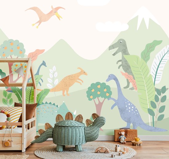 Roomblush - Panoramisch Behang Dino World - Multi - Vliesbehang - 300cm ...