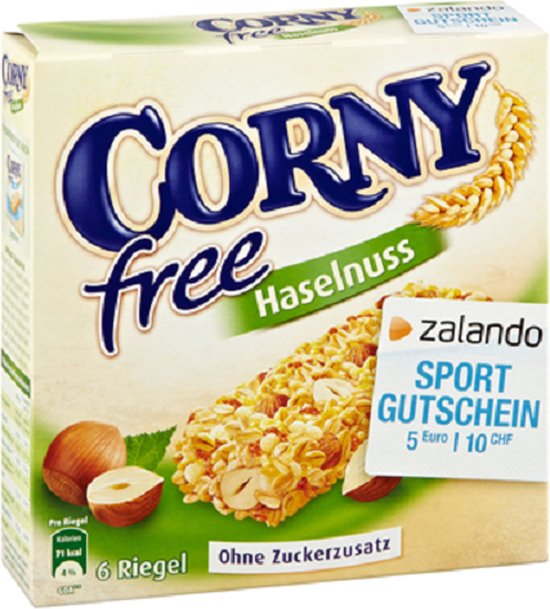 Corny mueslireep hazelnootvrij zonder toegevoegde suikers, 6 stuks à 20 ...
