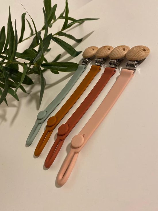 Mina-Lou - Speenkoord - Siliconen - Speenhouder- Kraamcadeau - Oudrood ...