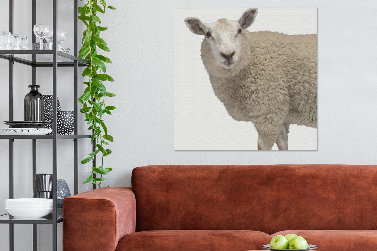 Canvas Schilderij Schaap - Vacht - Dier - 90x90 cm - Wanddecoratie ...