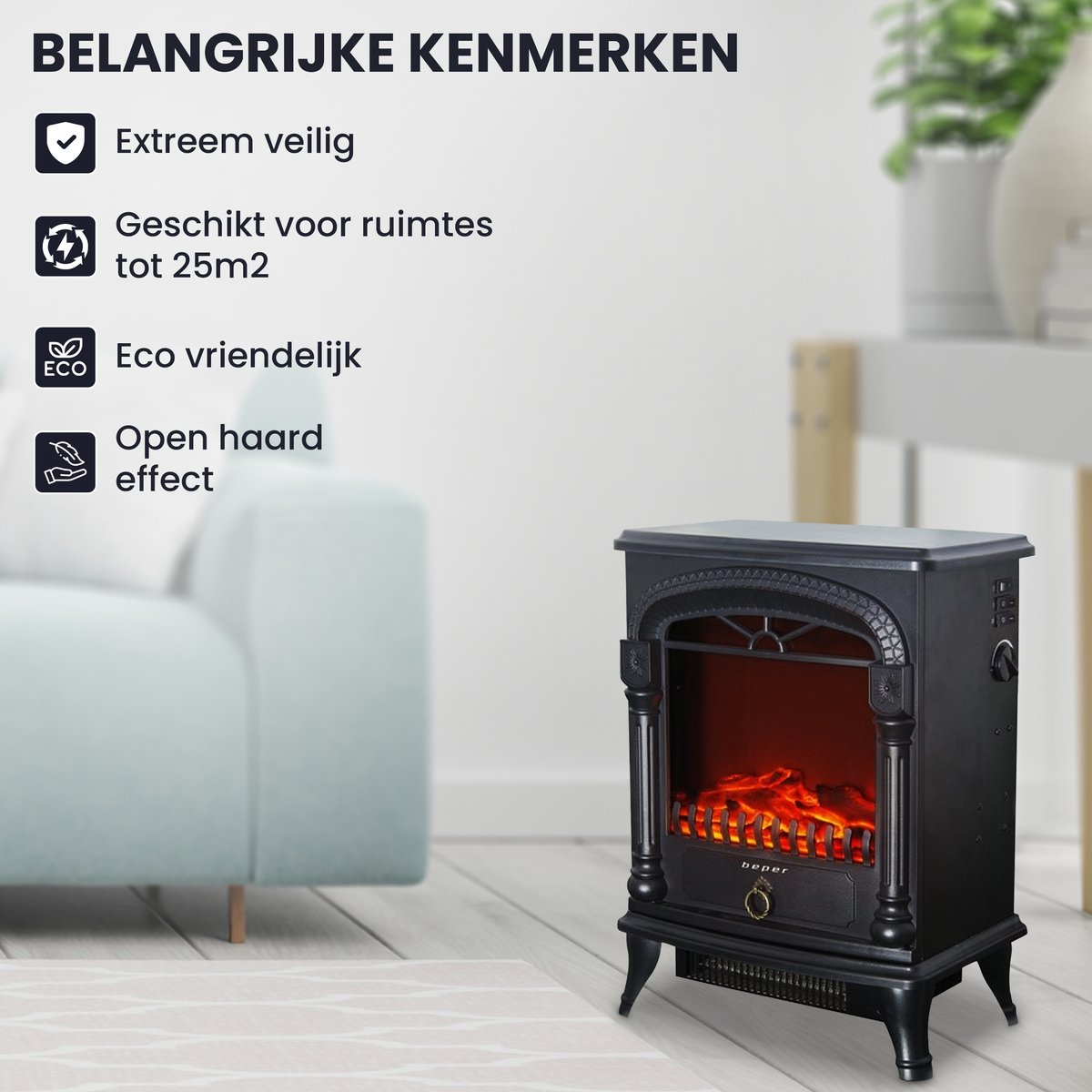 Beper RI.504 Elektrische Haard - Sfeerhaard - Openhaard - Keramische ...