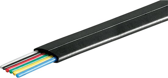 Goobay 6-aderige zwarte platte telefoonkabel - 100 meter | bol.com