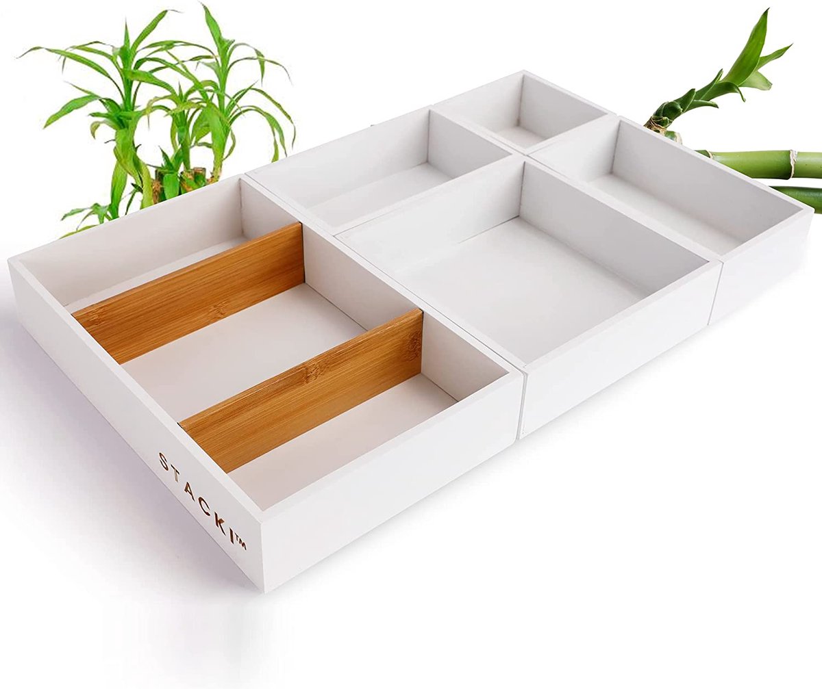 Stacki 6-delige bamboe lade-organizer antislip opbergdozen met ...