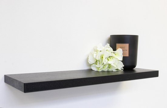 Zwevende wandplank eiken zwart gelakt | bol