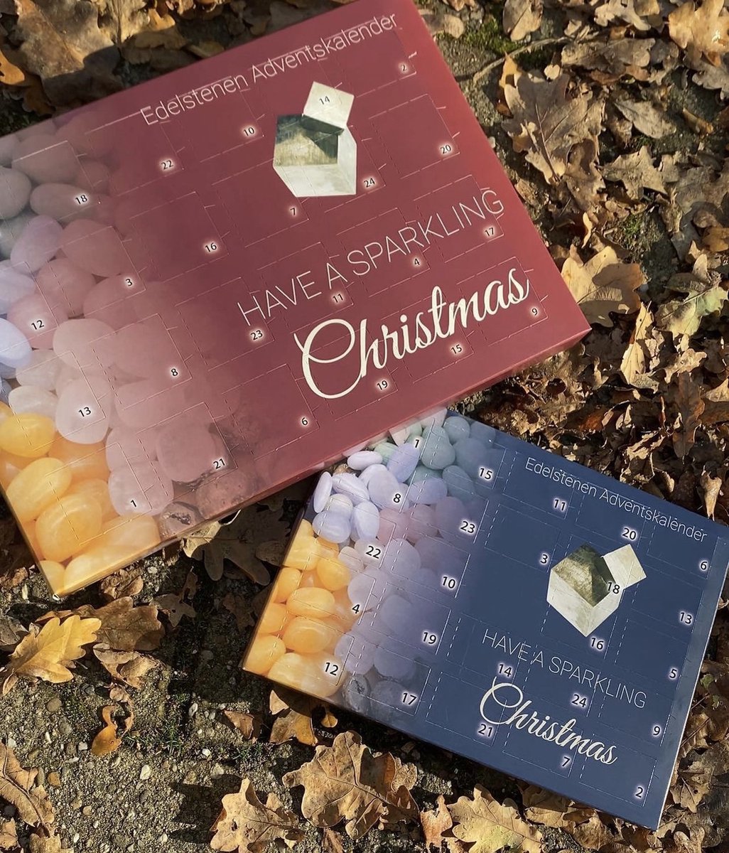 Edelstenen adventskalender met 24 stenen - A4 formaat rood - Kerstmis ...