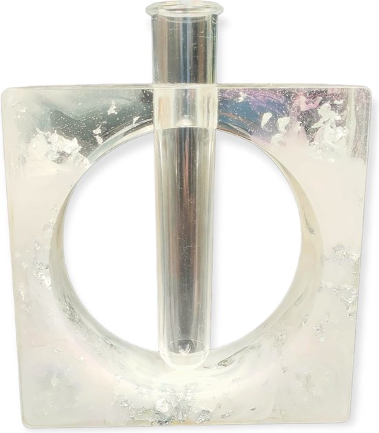 Resin Art JR: Stekjes vaasje / Reageerbuis vaasje Vierkant | bol