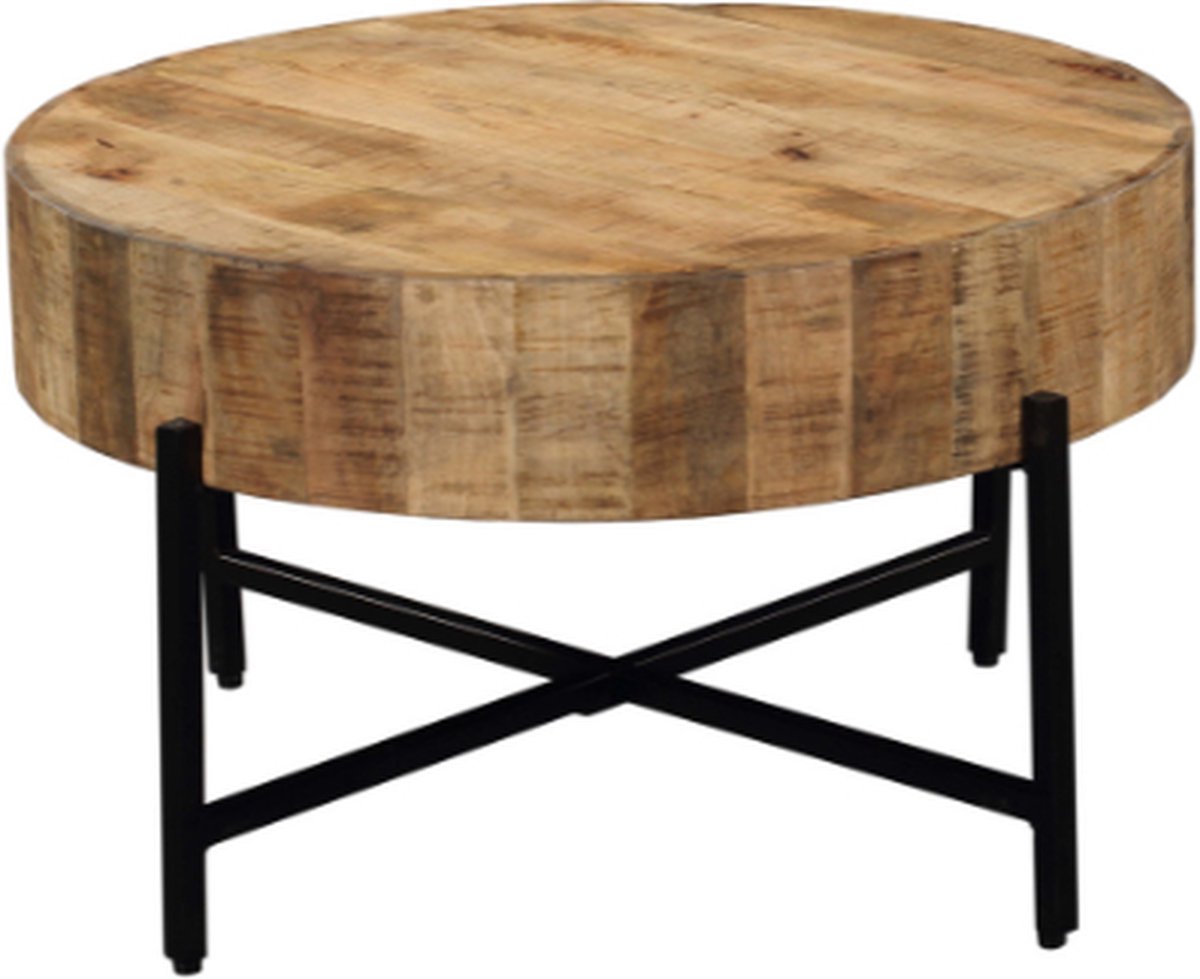 Salontafel rond - Salontafel hout - Salontafel mangohout 80 cm | bol.com