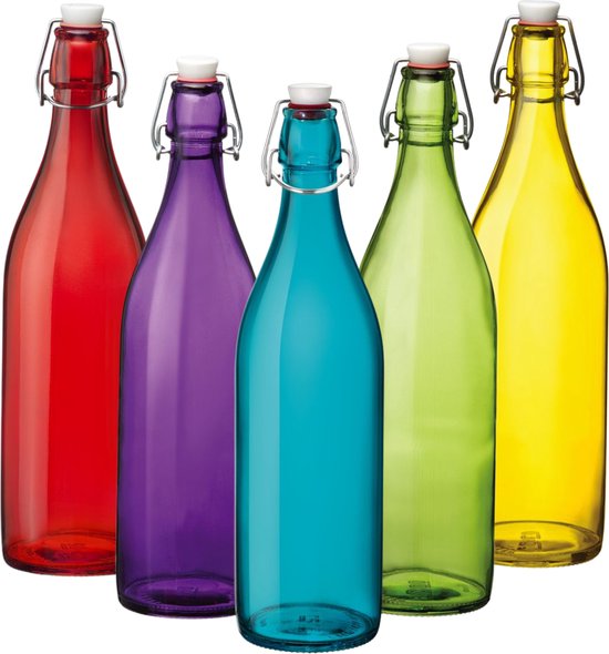 Sareva Gekleurde Beugelflessen Set - Set van 5 gekleurde flessen | bol