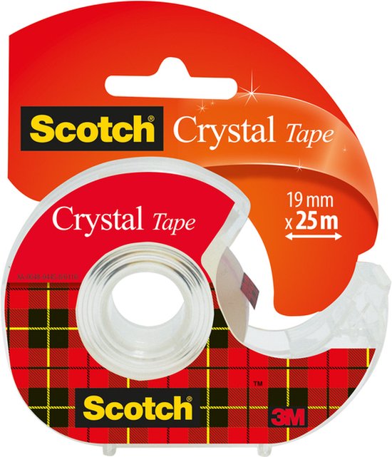 Plakband Scotch Crystal 600 19mmx25m transparant + afroller | 12 stuks | bol.com