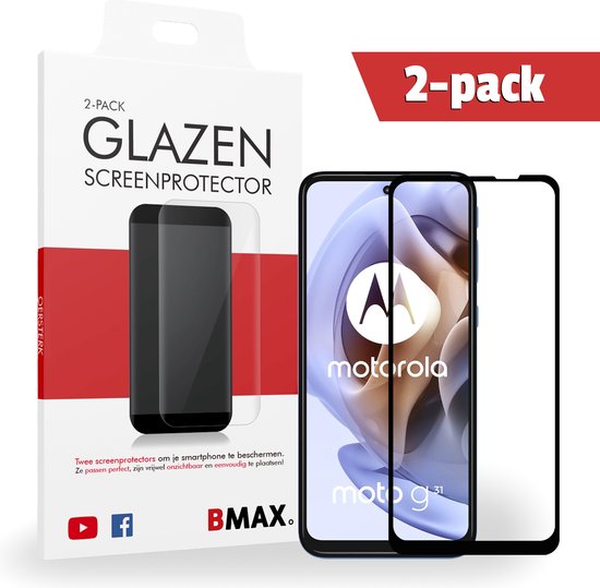 2-pack BMAX geschikt voor Motorola Moto G31 Screenprotector - Full ...