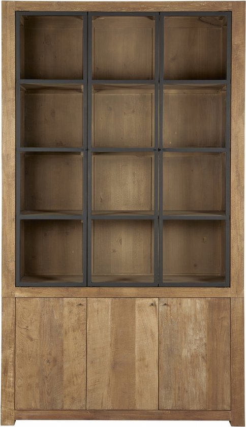 Vitrinekast Alkmaar - Hout - Bruin - 124 x 215 cm (Breedte x Hoogte ...
