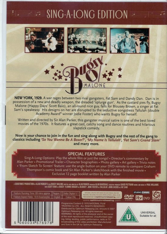 Bugsy Malone (Sing-Along-Edition) [DVD] (Dvd), Jody Foster | Dvd's | bol