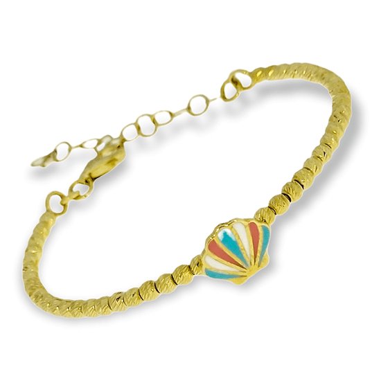 Gouden Kinder Bangle Armband Schelpje 7.5 mm 12 + 2.5 cm 14 karaats ...