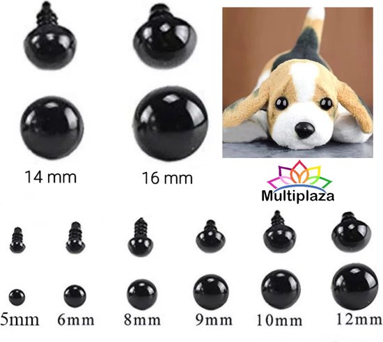 Ronde zwarte Veiligheidsoogjes MULTIPLAZA 18 delig 2 stuks (1 paren ...