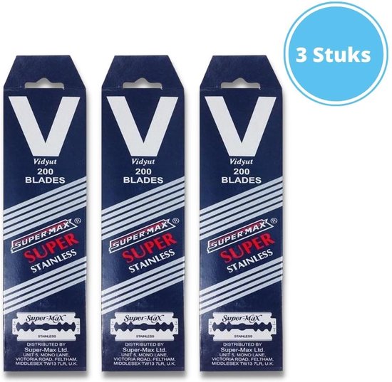 SuperMax Super Stainless Double Edge Razor Blades - 200 Mesjes - 3 ...