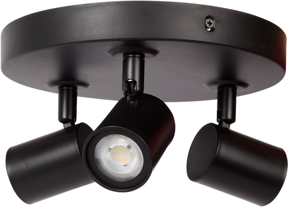 Opbouw Plafond Spot Drievoudig - Zwart - Meegeleverde Dimbare GU10 ...