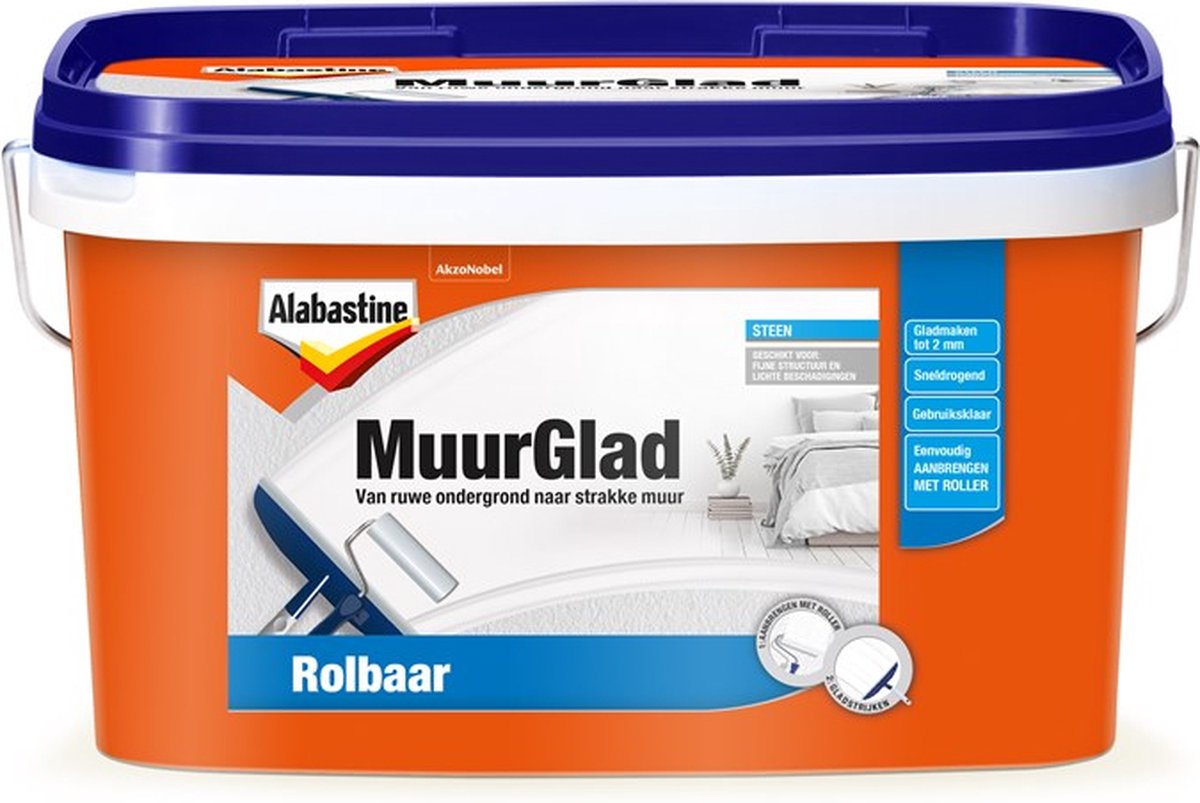 Alabastine - Muurglad Rolbaar - Wit - 5 liter | bol