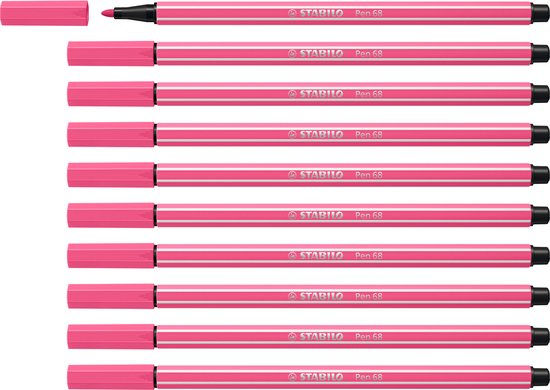 STABILO Pen 68 - Premium Viltstift - Roze - Doos 10 stuks | bol
