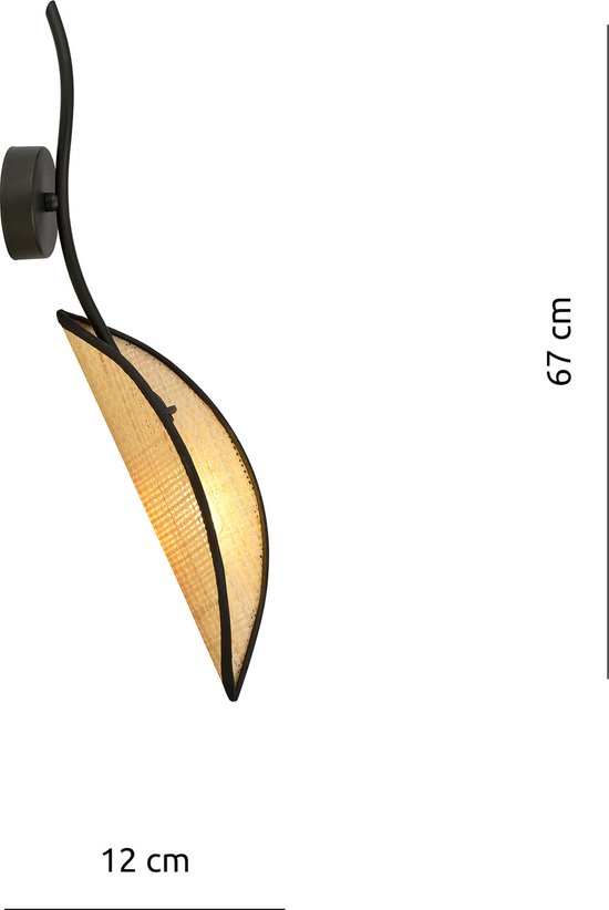 Emibig - Wandlamp Lotus 1 Zwart/Rotan 67 cm | bol.com