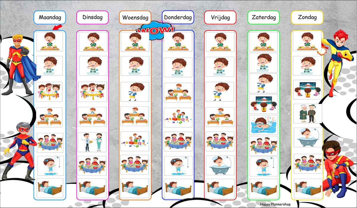 Pakket planbord Superhelden - weekplanner Kind - Planbord Kinderen ...