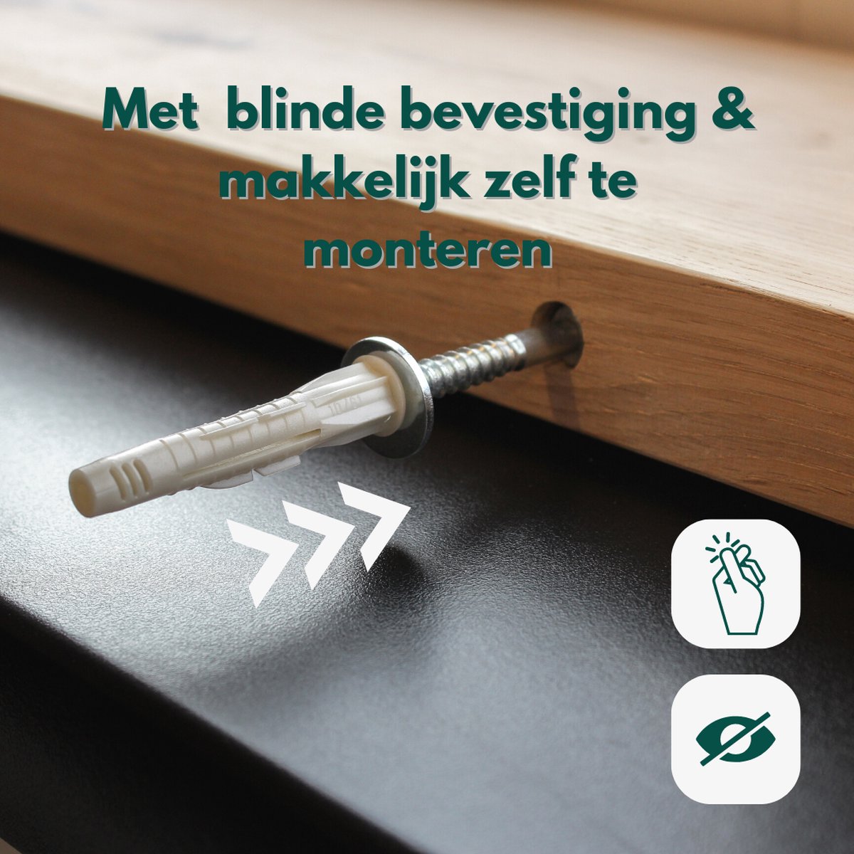 Wandplank Massief Eiken Hout Zwevend - 140x20 - Met Blinde Bevestiging ...