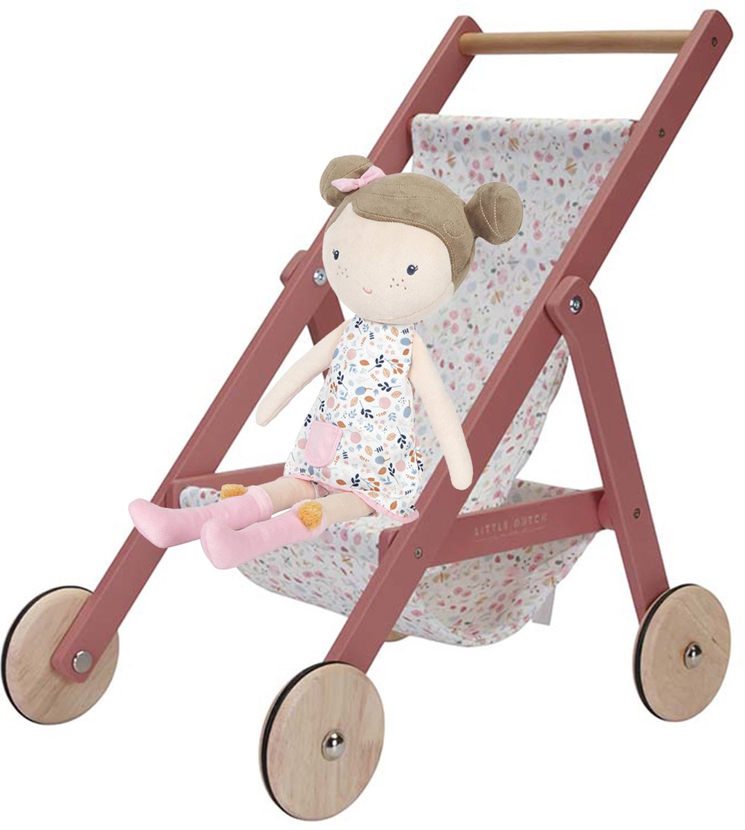 Little Dutch | Poppenbuggy - Inclusief pop Rosa 50cm - Flowers ...