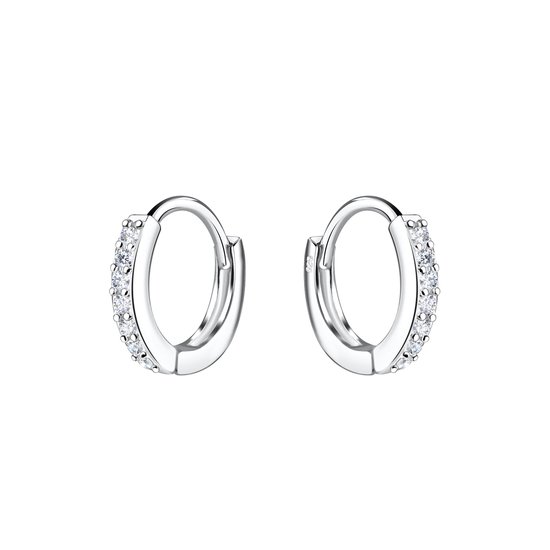 Joy|S - Zilveren oorringen 11 mm - zirkonia - dikte: 2 mm - scharnier sluiting | bol