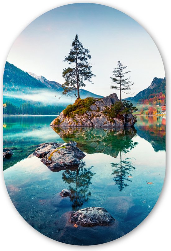 Wall Oval - Décoration murale Plastique - Tableau Ovale - Montagnes ...