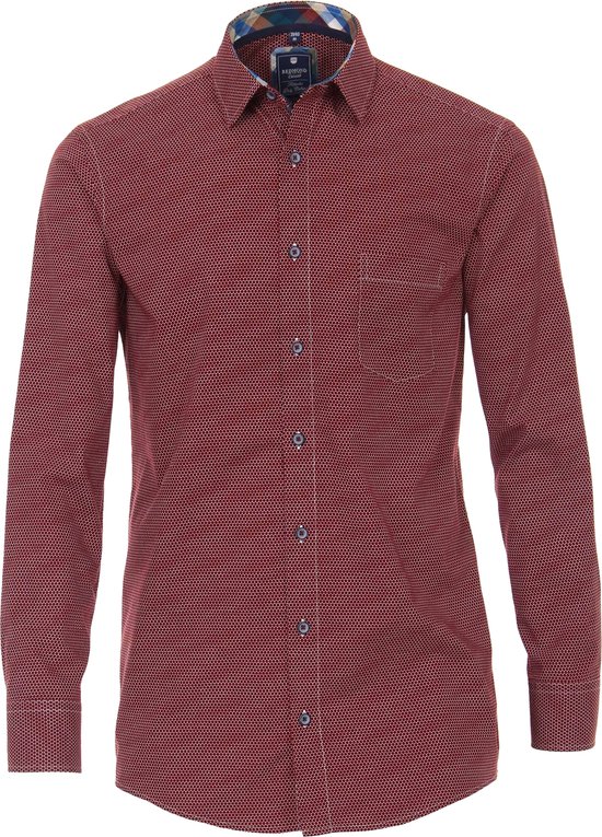 Redmond regular fit overhemd - popeline - rood dessin ...