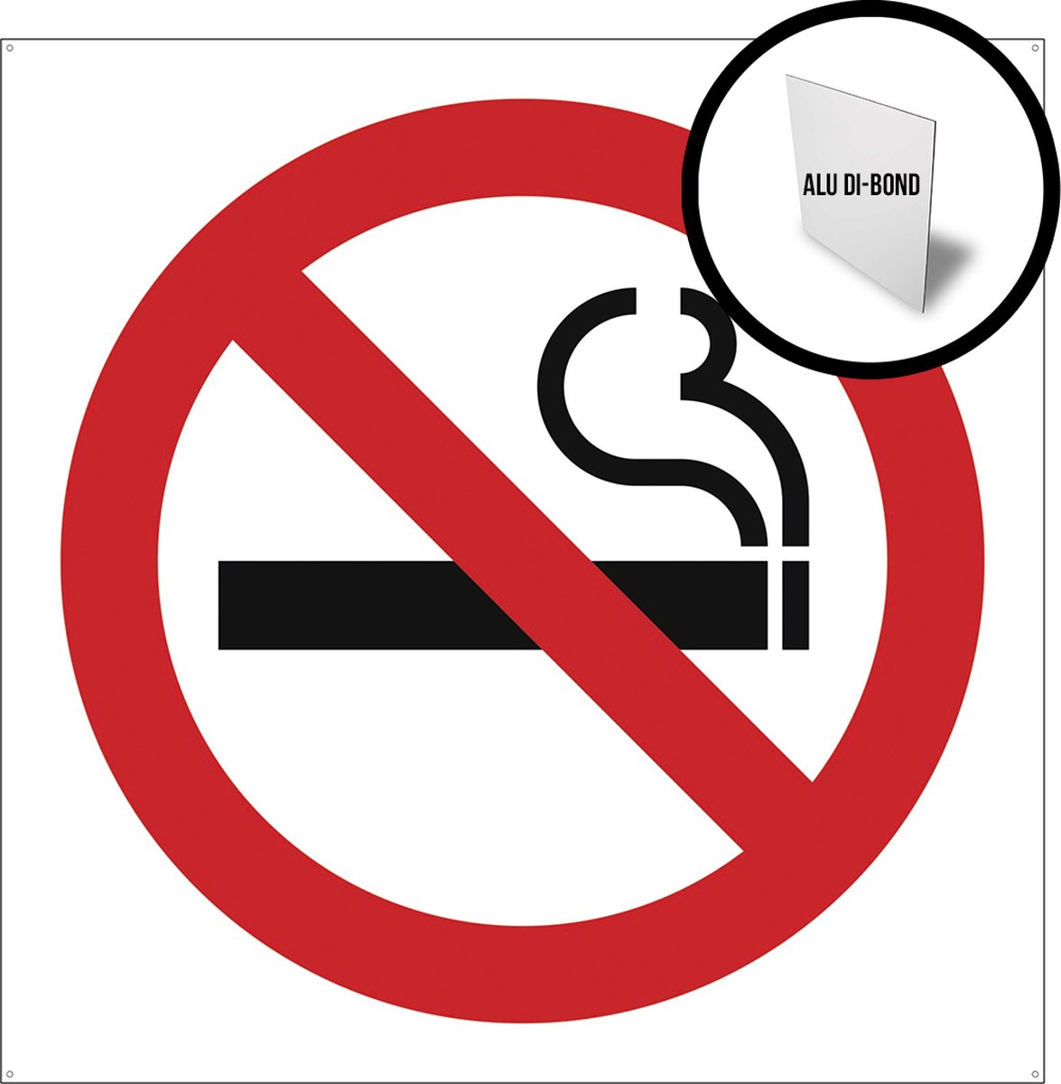 Aluminium bord XL | Pictogram | Rookverbod | 100 x 100 cm | No smoke ...
