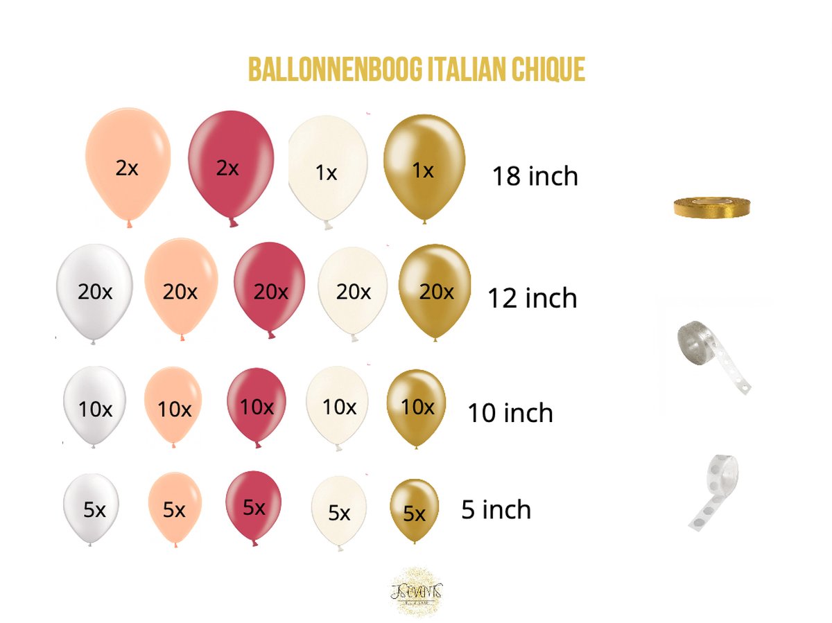 Ballonnenboog Italian Chique - 170 stuks - decoratiepakket ballonnen ...