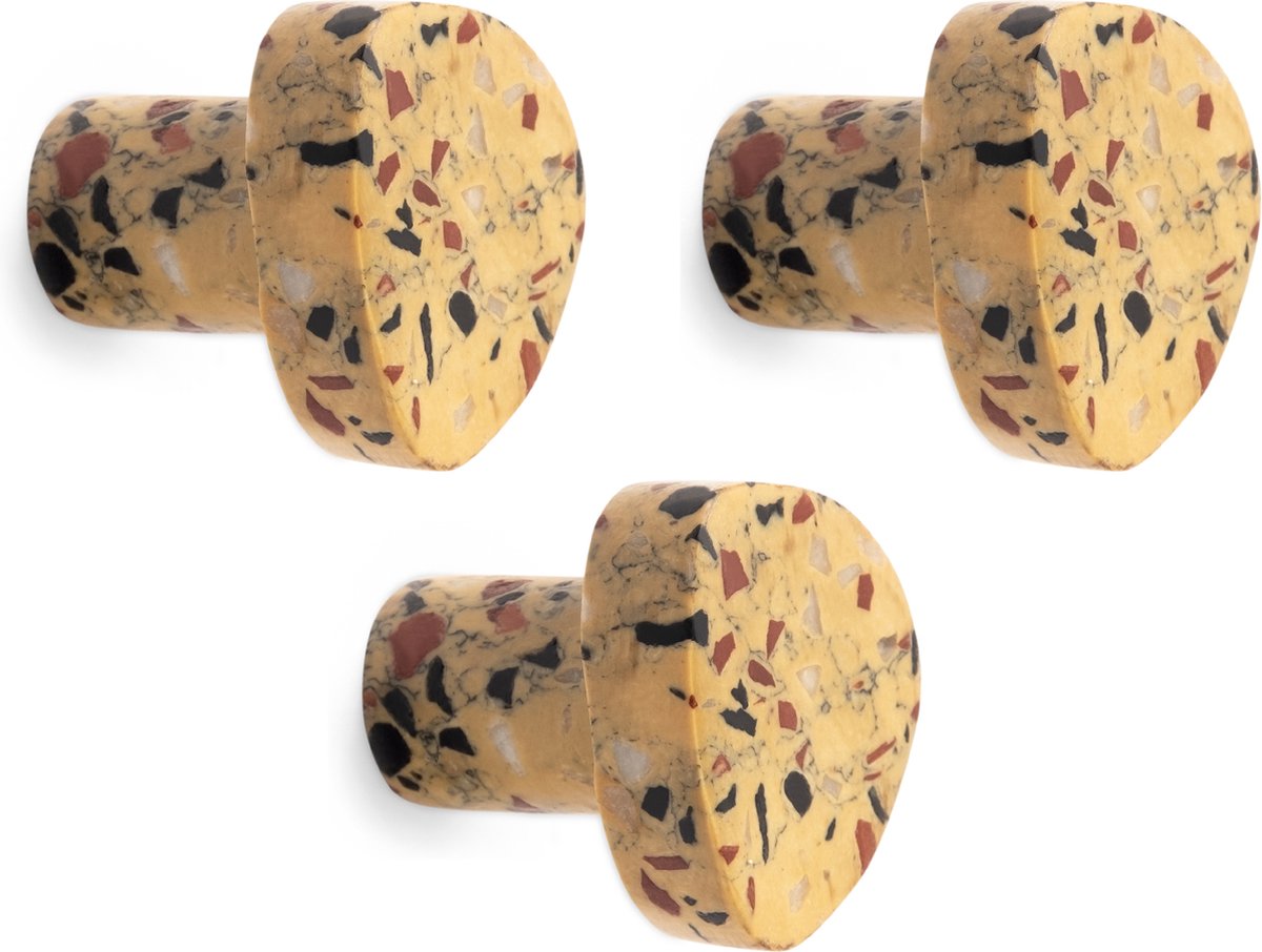 &Klevering 3 x Terrazzo Wall Knobs Yellow | &K Amsterdam Terrazzo Wandknoppen set van... | bol.com