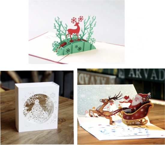 3 x Carte de Noël 3D de Luxe - et cartes de nouvel an - avec enveloppes ...