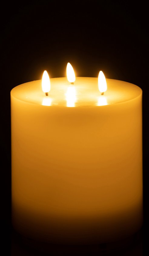 LED Kaars Rond - Echt kaars was - wit - 15x15x (h) 19 cm - J-line led ...