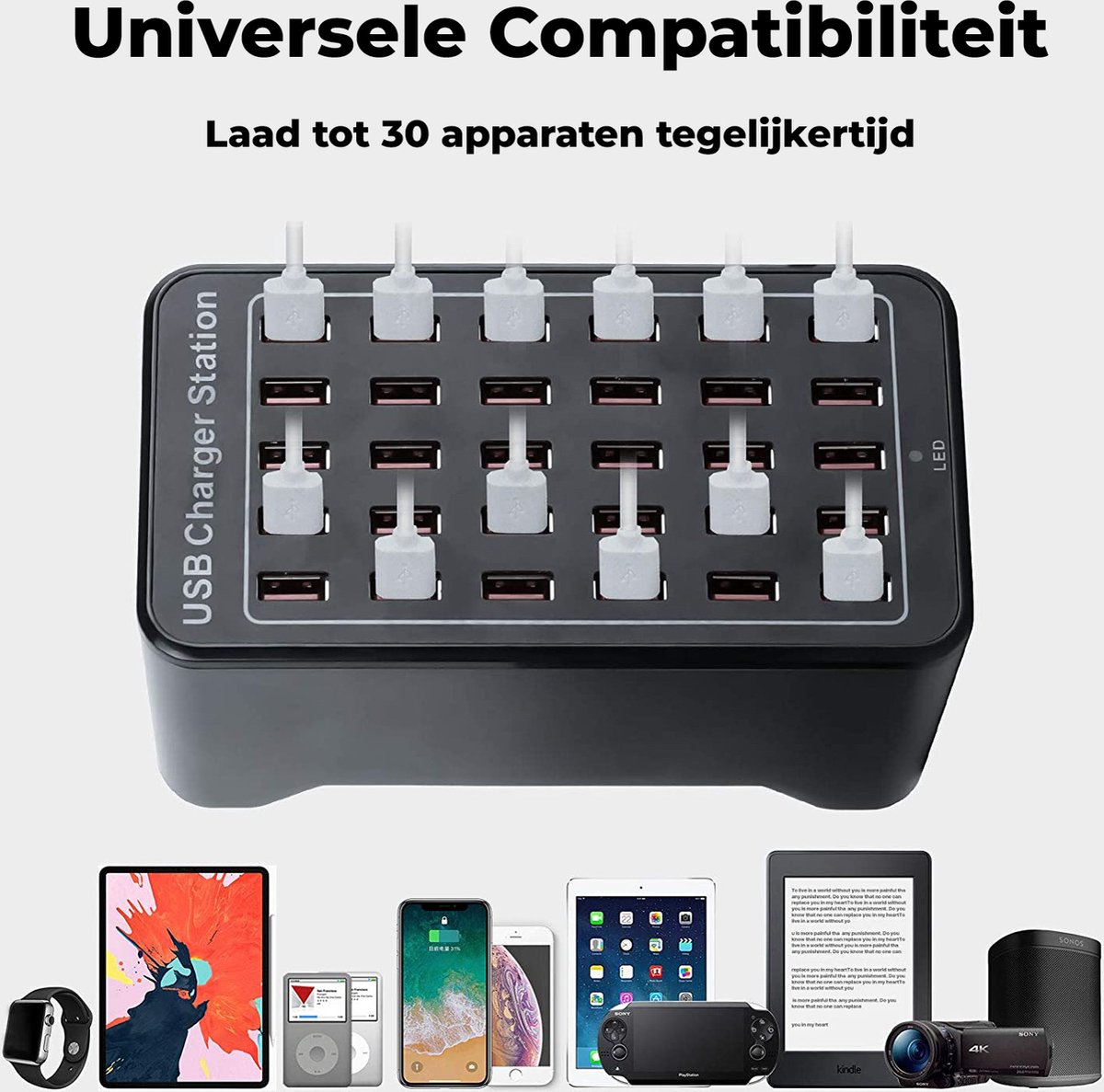 USB Hub Oplader met Voeding - 30 USB Poorten - 150 Watt Quick Charge | bol