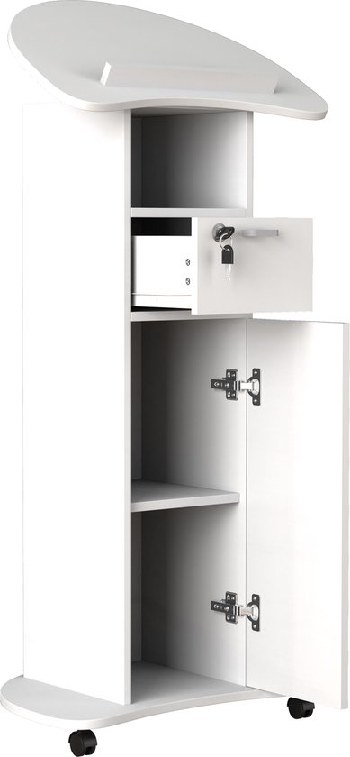 VCM Houten Staand Bureau Lessenaar Mobiele Staande Tafel Rolbare Wielen ...