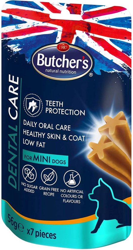 Butcher's Dental Care - dental snack voor miniatuur honden - 15 x 56g | bol