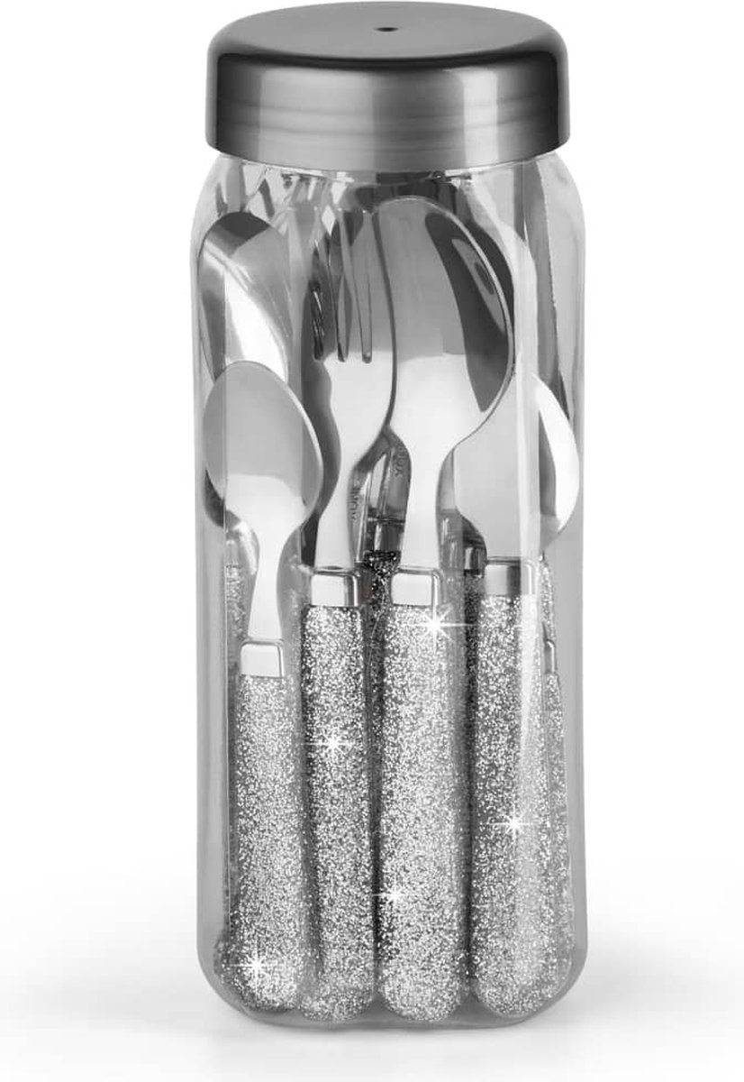 Amefa Mono Glitter Zilver - 24 delige bestekset in tube verpakking - 6 ...