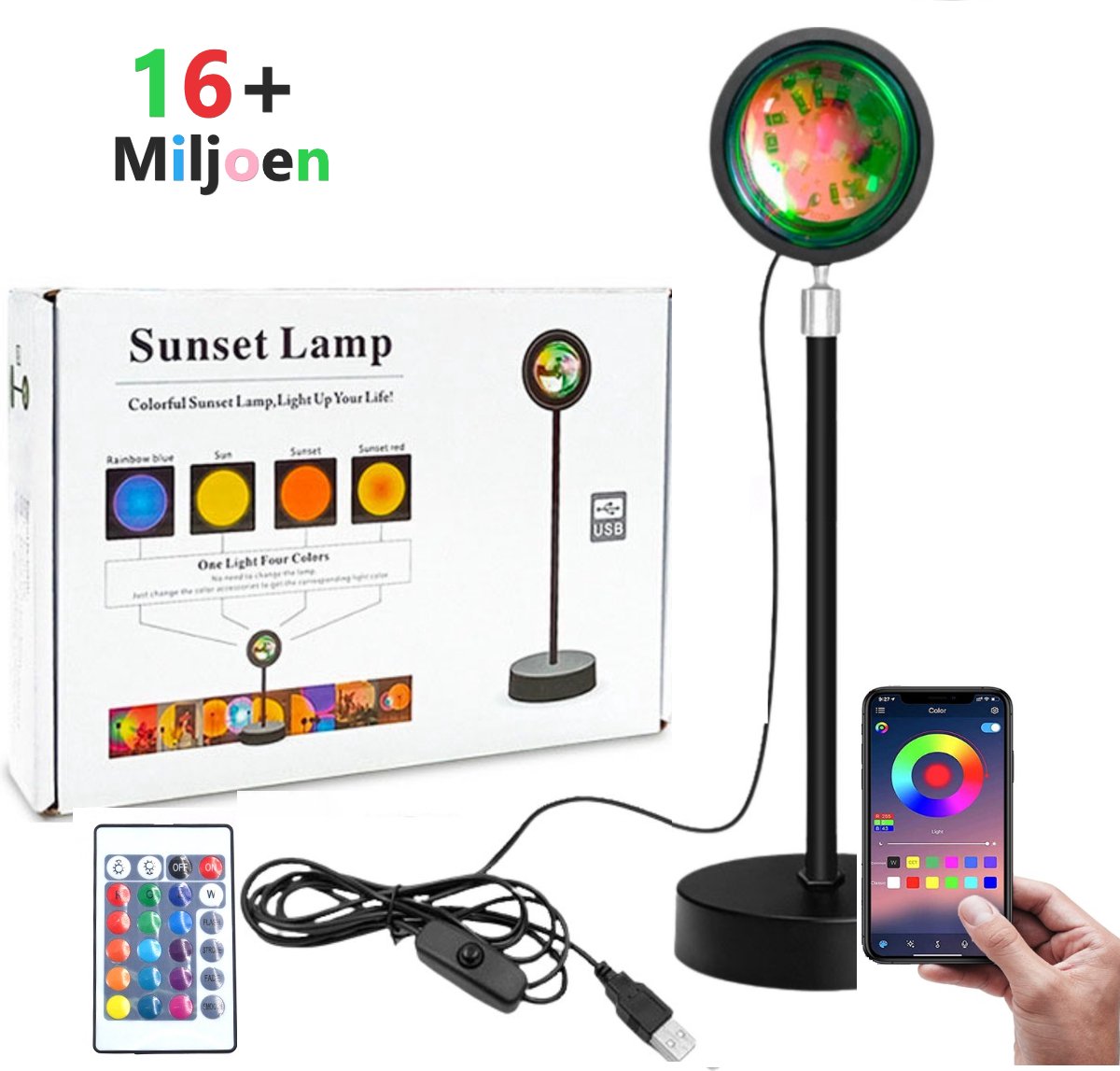 Sunset Lamp - Tiktok lamp - Projector - Nachtlamp - Sfeerverlichting ...
