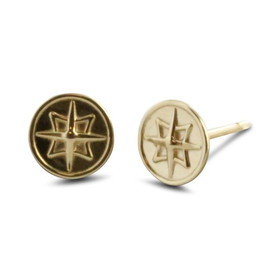 Silventi 9NBSAM-G220212 Gouden Oorknopjes - Dames - Kompas - Ster - 6 ...