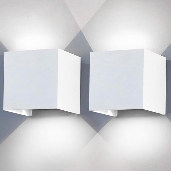 2X Wandlamp - 7W - Geschikt voor Binnen/Buiten - Industrieel Modern Wit ...