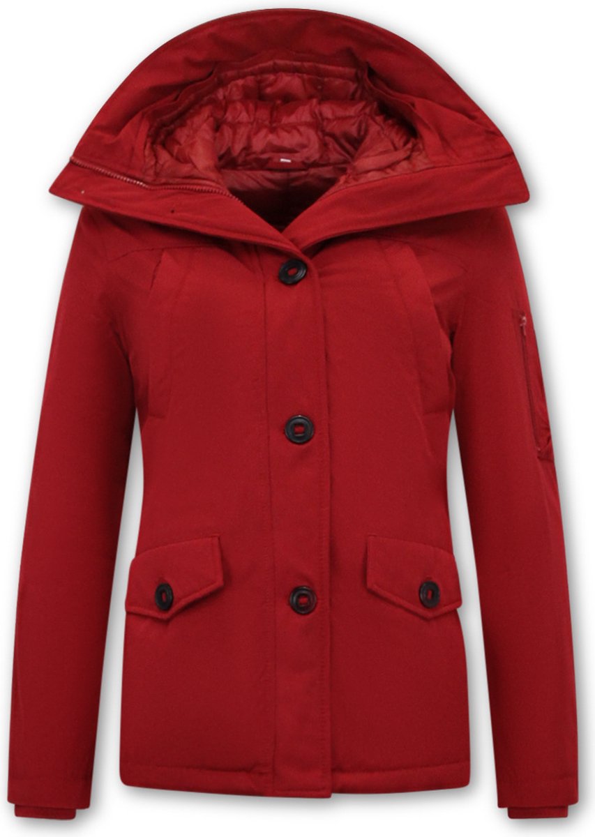 Winterjas Getailleerd Dames met Capuchon - 503 - Rood | bol.com