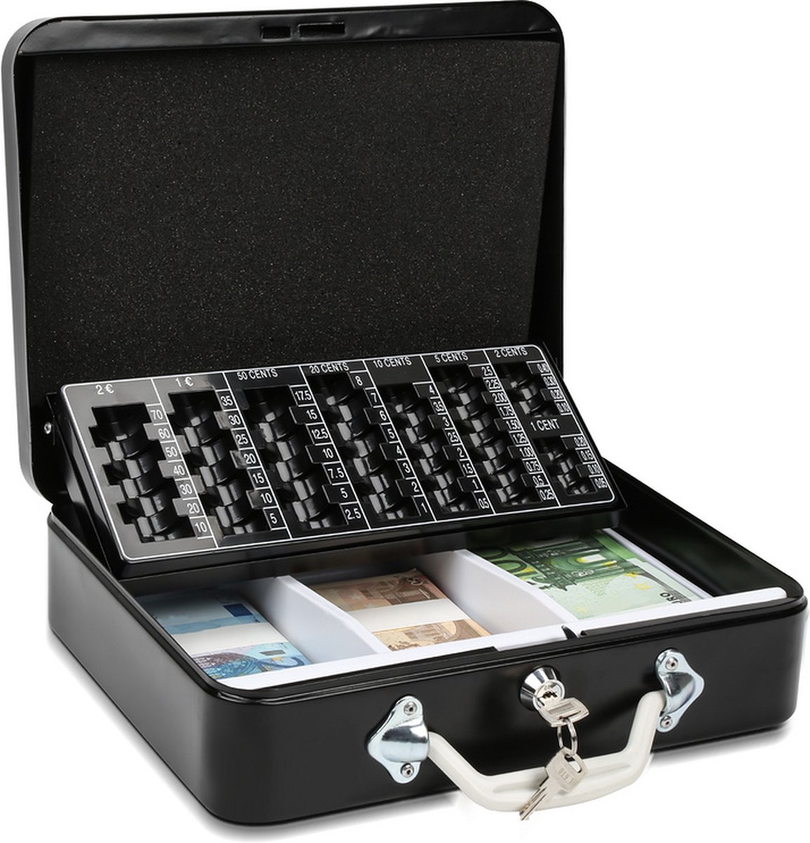 Geldkistje - Geldkist met sleutel, 30 x 24 x 9 cm, Metaal - Geldkluis ...