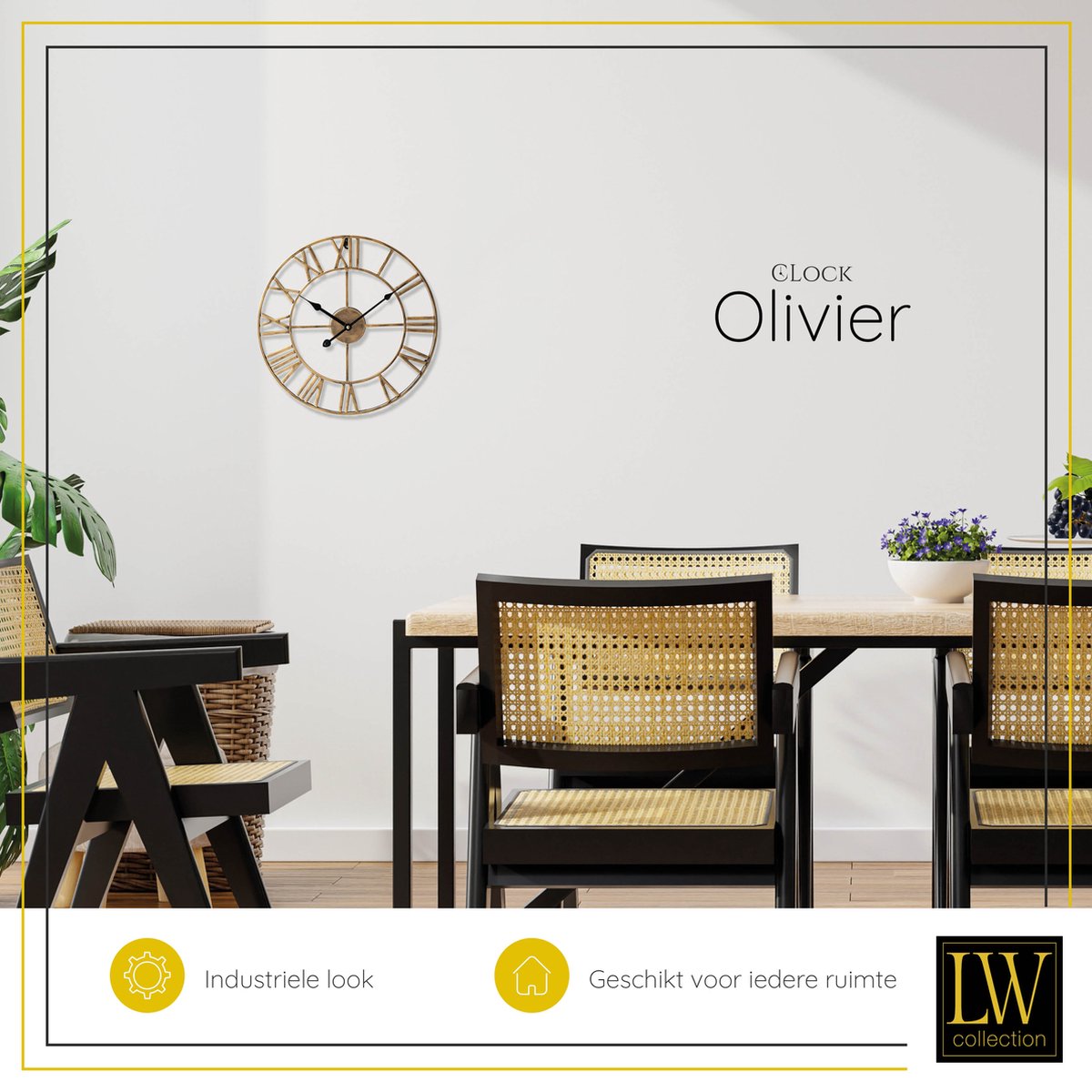 LW Collection kleine wandklok goud 40cm romeinse cijfers - Moderne ...