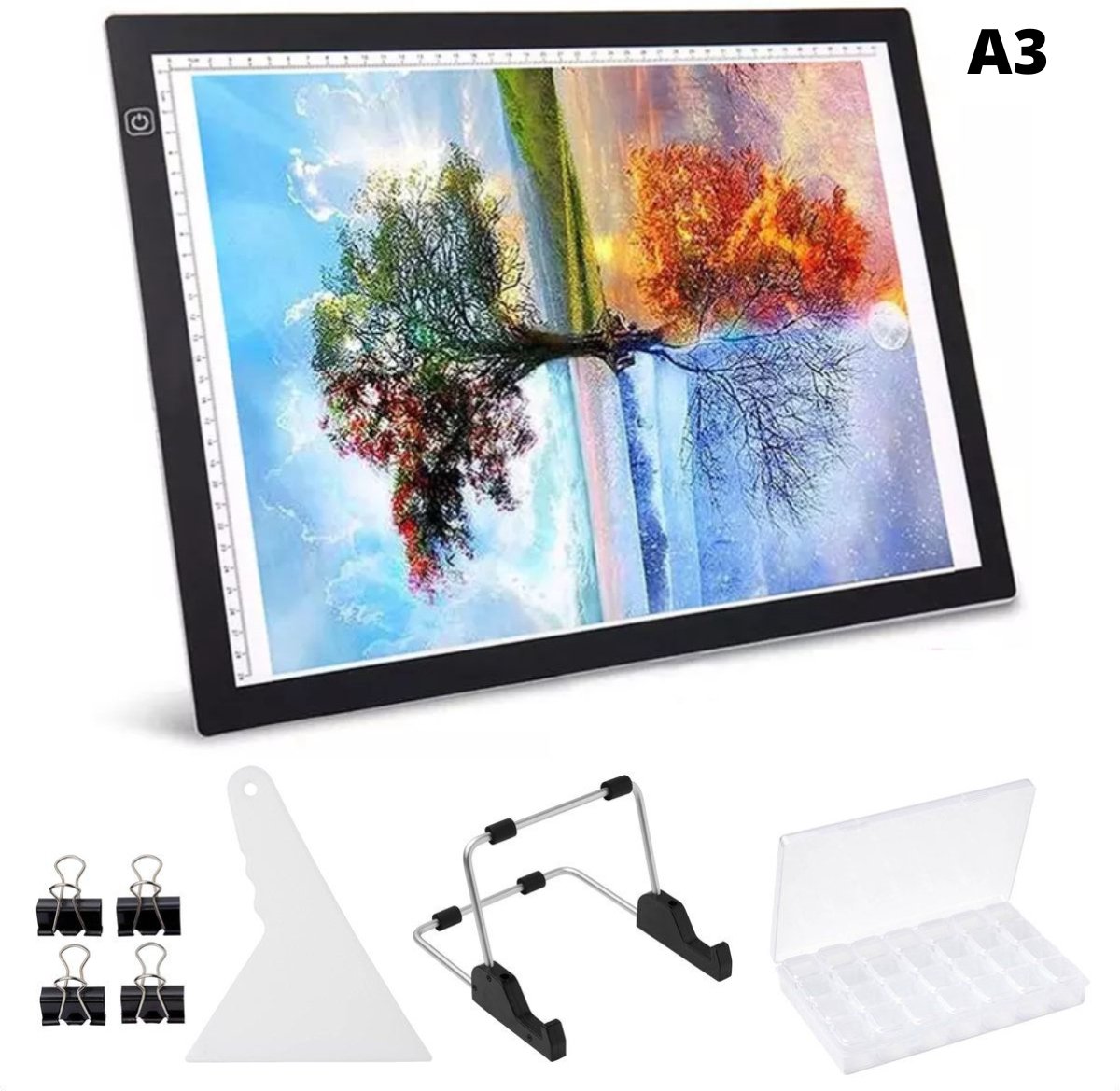 Diamond Painting LED Lightpad A3 Set - Incl. Standaard & Sorteerdoos ...