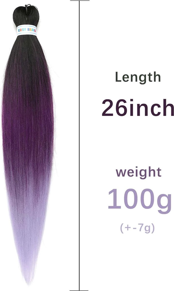 Vlecht haar - Donkerpaars overloop lila | bol.com